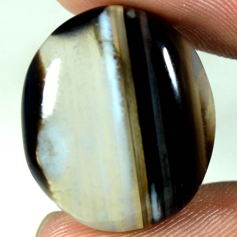 100% Natural Banded Agate Oval Shape Cab Rare Loose Gemstone 19.90Cts ...