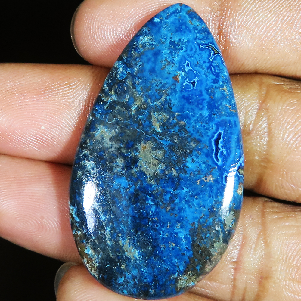 natural AZURITE cabochon loose gemstone 72.15 Carat. (27 x 47 x 5 mm ...