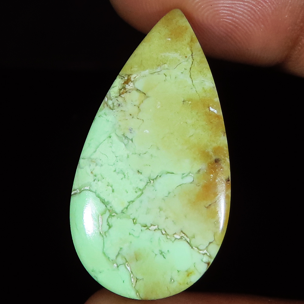 21.80 Cts 100% Natural Lemon Chrysoprase Pear Cabochon Gemstone 18x33x4 ...