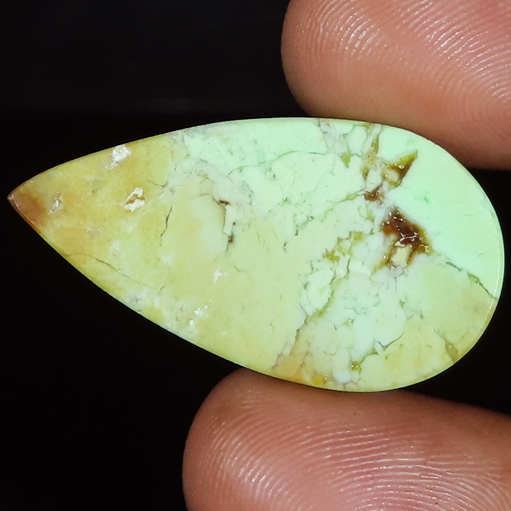 21.80 Cts 100% Natural Lemon Chrysoprase Pear Cabochon Gemstone 18x33x4 ...